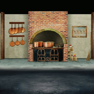 Old Fashioned/style Kitchen Stage Backdrop Digital Format for ...