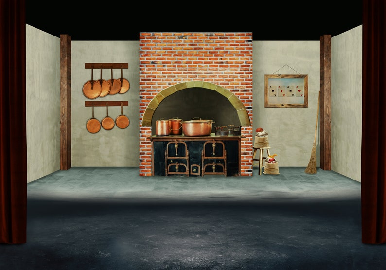 Old Fashioned/style Kitchen Stage Backdrop Digital Format for ...