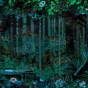 Thick Jungle / Forest at Night Stage Backdrop in Digital Format for ...