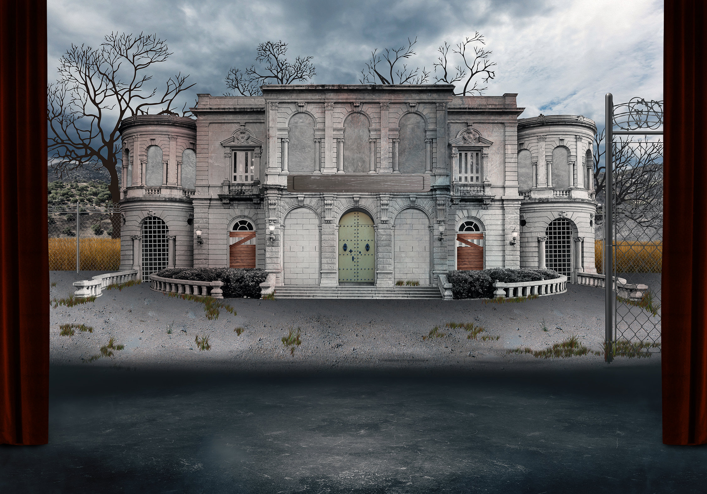 Old Rundown School / Building Stage Backdrop in Digital Format for ...