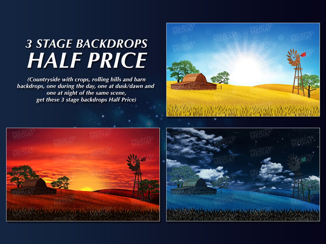 3 Landscapes With Field Stage Backdrops HALF PRICE in Digital Format ...