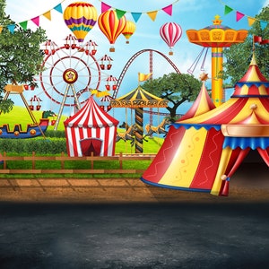 Carnival and Fun Scene Stage Backdrop in Digital Format for Projection ...