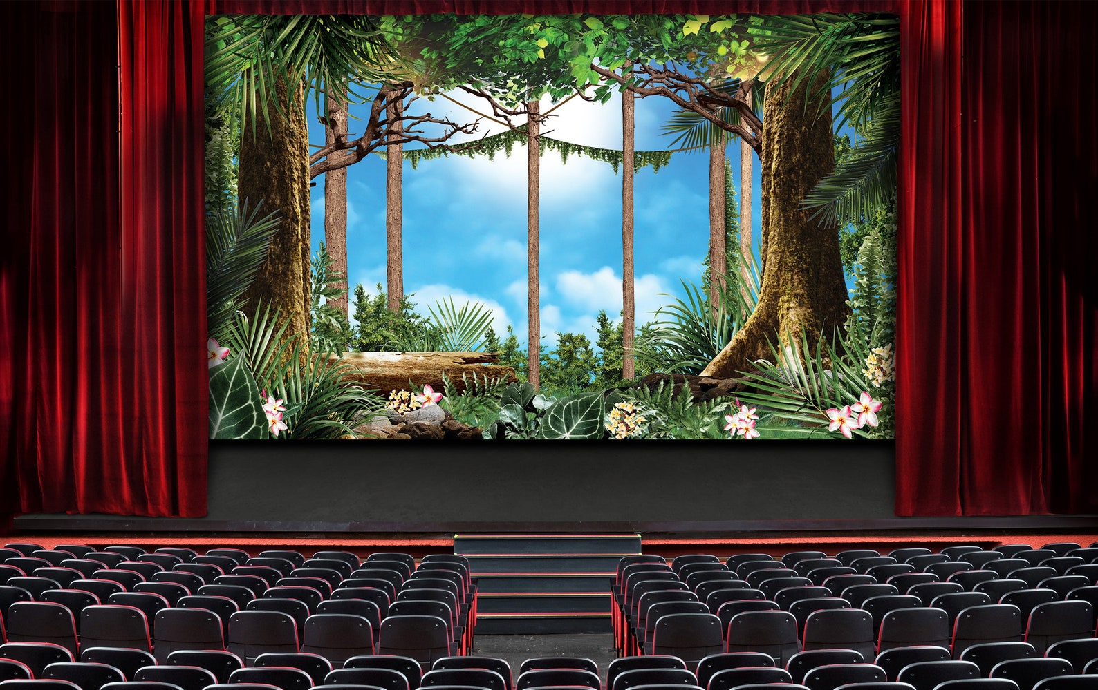 Jungle / Forest Leading to Light Stage Backdrop in Digital Format for ...