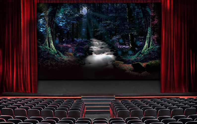 Forest With River at Night Stage Backdrop in Digital Format for ...