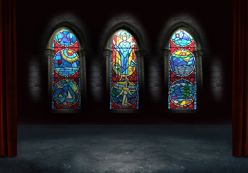 Stained Glass Stage Backdrop in Digital Format for Projection Onto ...