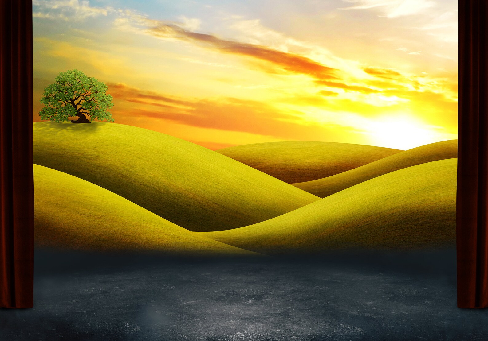 Rolling Hills Countryside Landscape Dusk/dawn Stage Backdrop in Digital ...