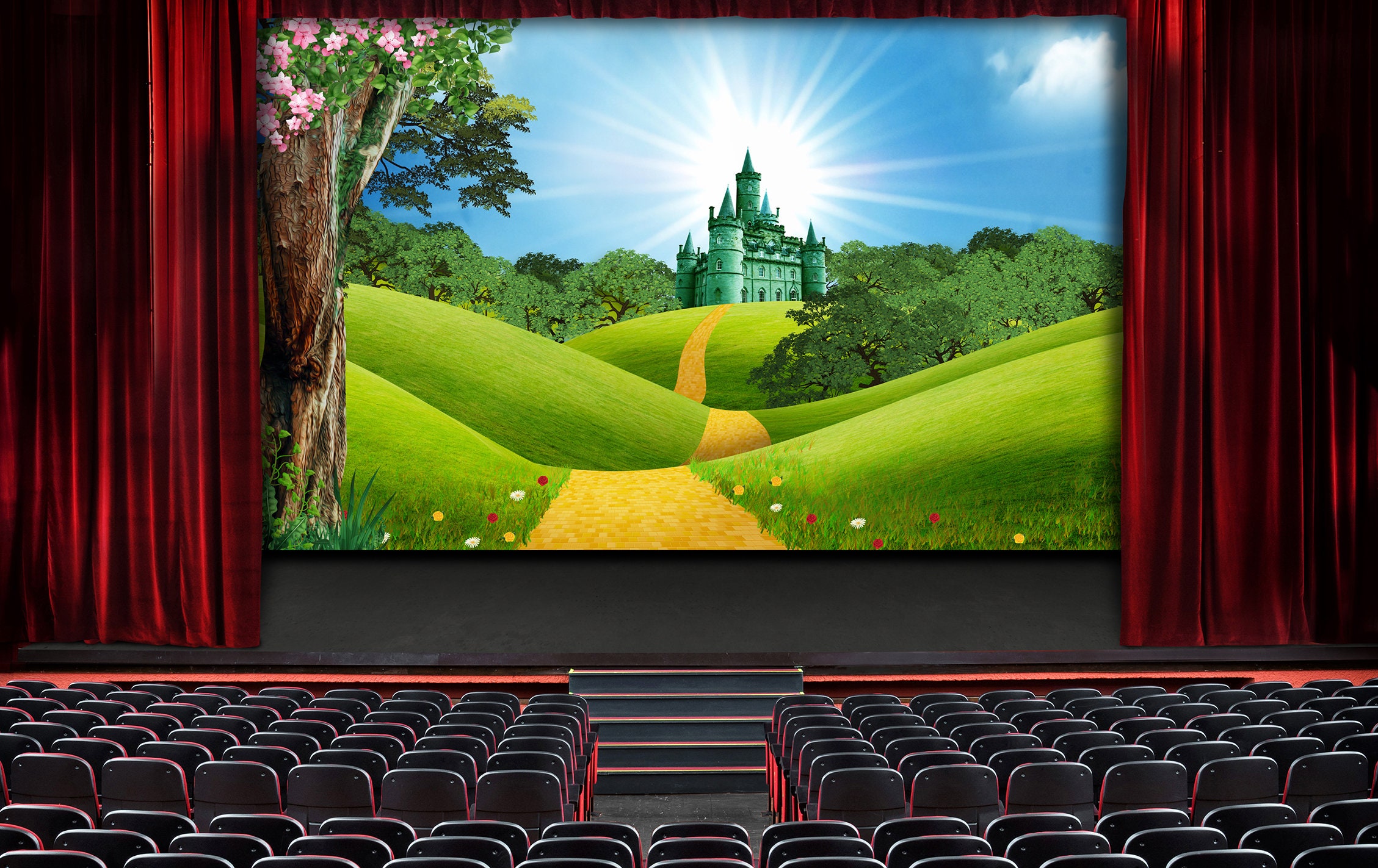 Yellow Brick Road to Forest & Palace Stage Backdrop in Digital Format ...