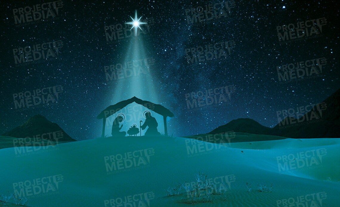 Christmas Jesus in Manger Stage Backdrop in Digital Format for ...