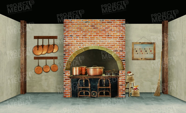 Old Fashioned/style Kitchen Stage Backdrop Digital Format for ...