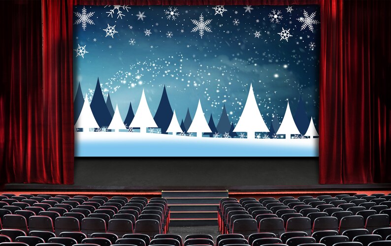 Christmas, Winter & Snow and Trees Backdrop in Digital Format for ...