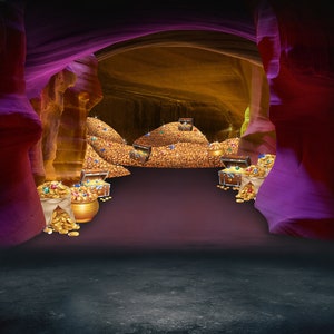 Cave Filled With Treasure Stage Backdrop in Digital Format for ...