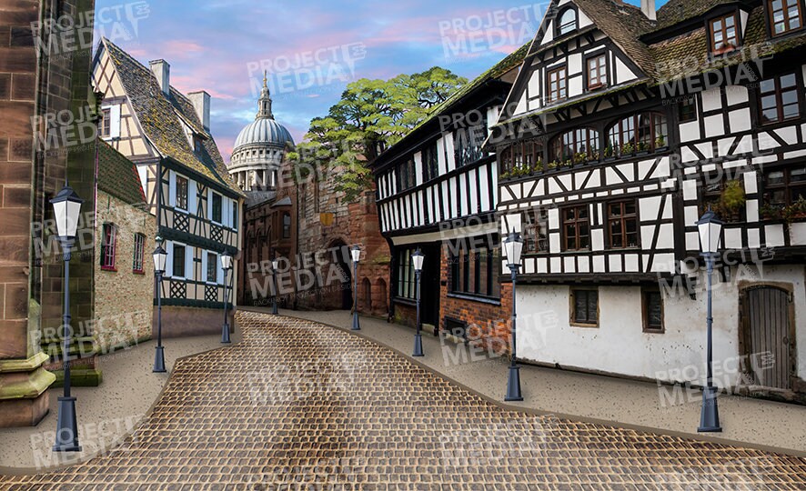 Old Street Scene Daytime 4 Stage Backdrop Digital Format for Projection ...