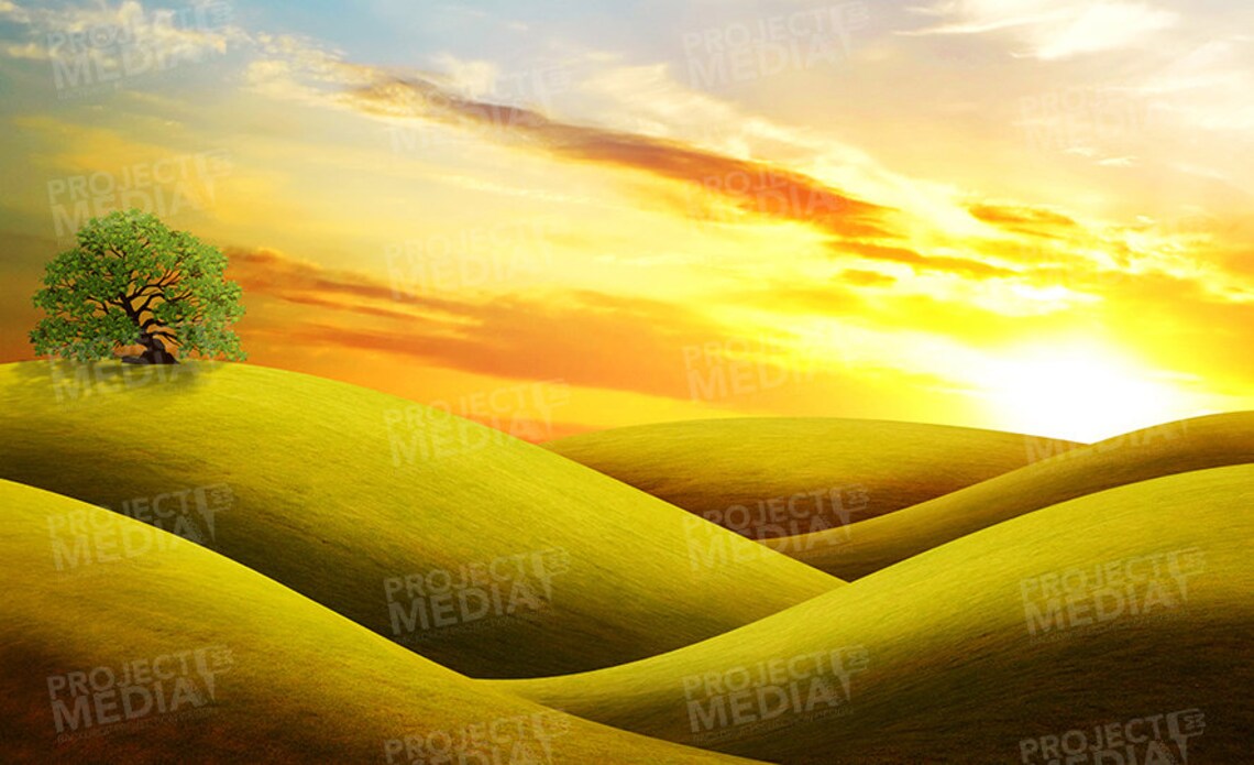 Rolling Hills Countryside Landscape Dusk/dawn Stage Backdrop in Digital ...