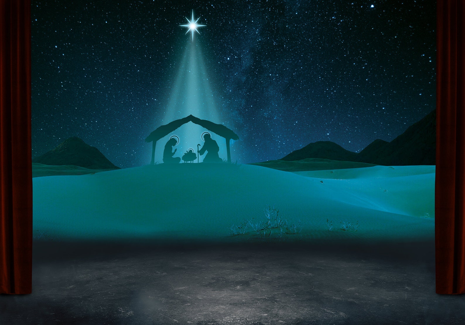 Christmas Jesus in Manger Stage Backdrop in Digital Format for ...