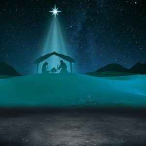 Christmas Jesus in Manger Stage Backdrop in Digital Format for ...