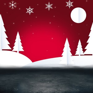 Christmas, Winter & Snow With Trees Backdrop in Digital Format for ...