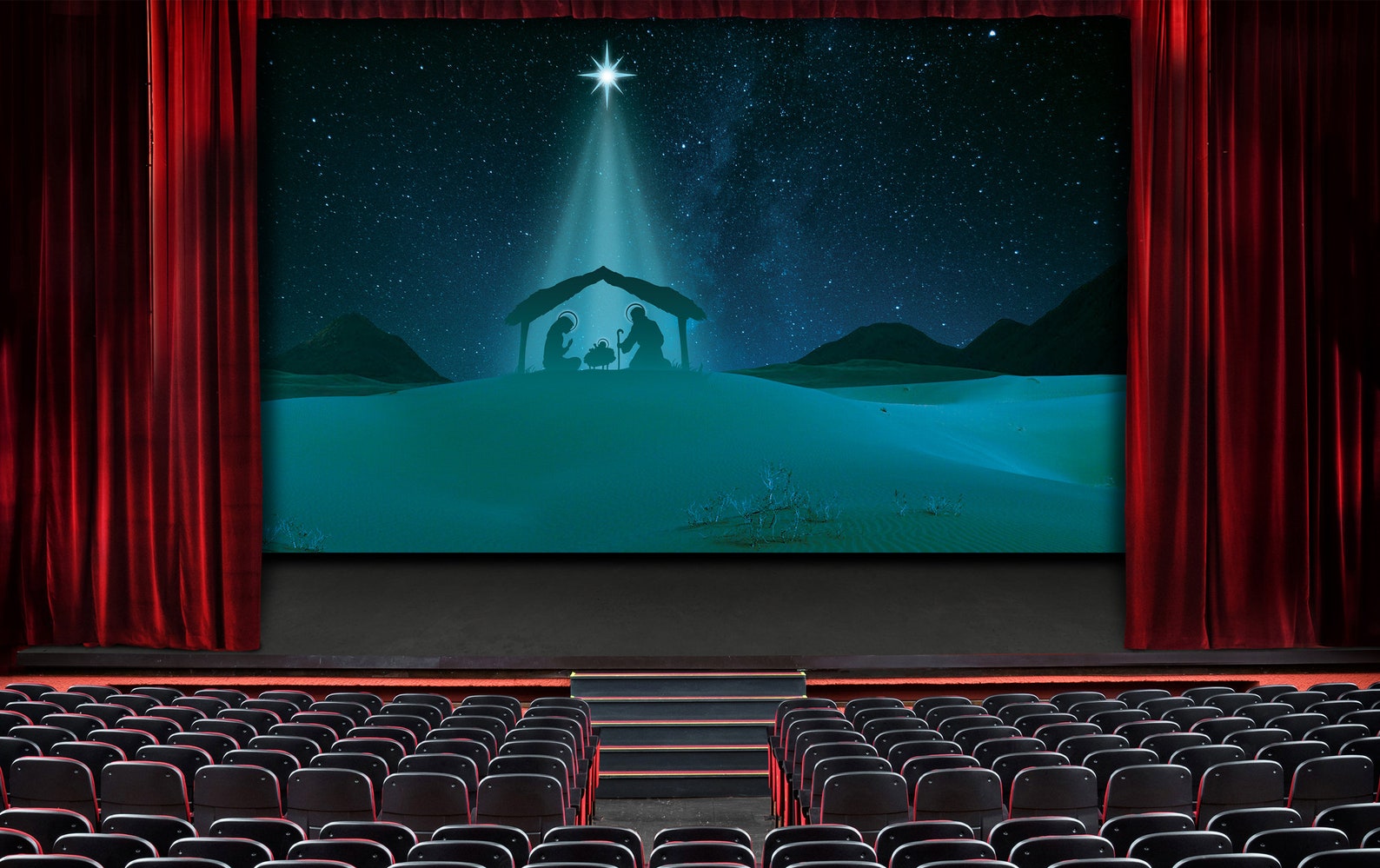 Christmas Jesus in Manger Stage Backdrop in Digital Format for ...