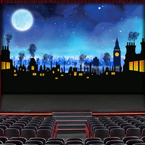 City / London Silhouette at Night 3 Stage Backdrop in Digital Format ...