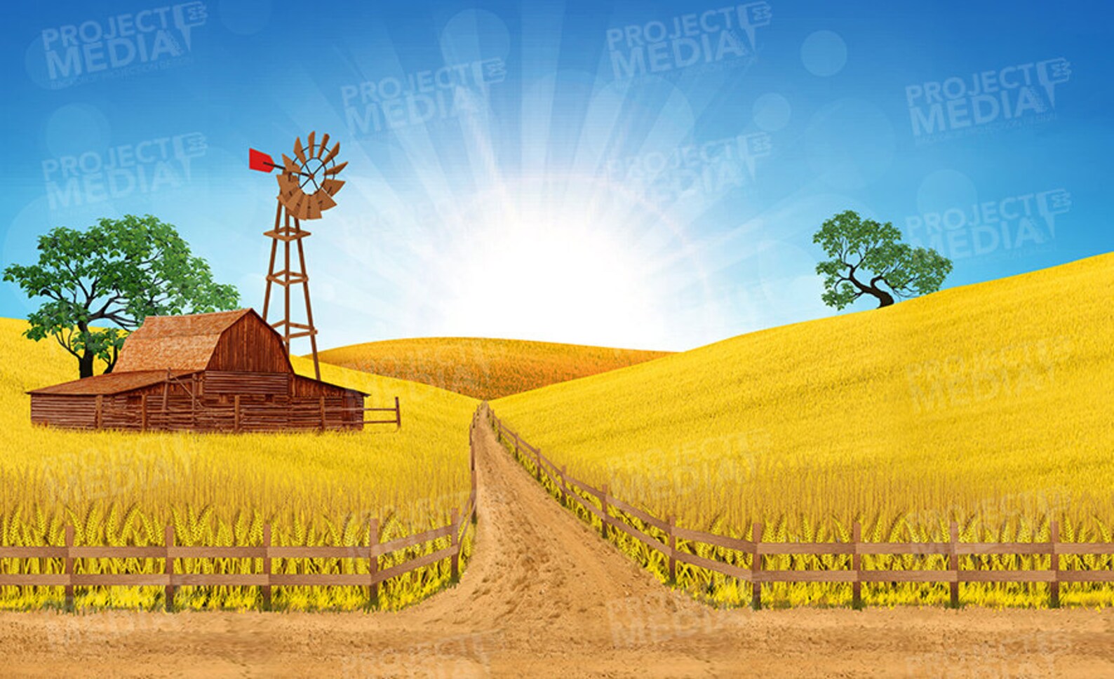Crop Field Daytime Stage Backdrop in Digital Format for Projection Onto ...