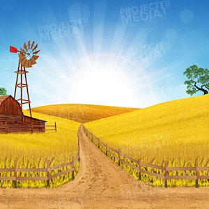 Crop Field Daytime Stage Backdrop in Digital Format for Projection Onto ...