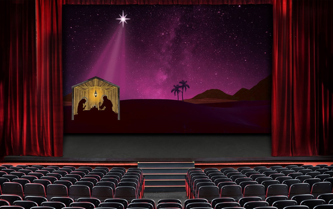 Christmas Jesus in Manger Stage Backdrop in Digital Format for ...