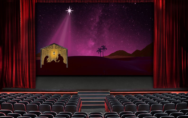Christmas Jesus in Manger Stage Backdrop in Digital Format for Projection Onto Stage Nativity ...