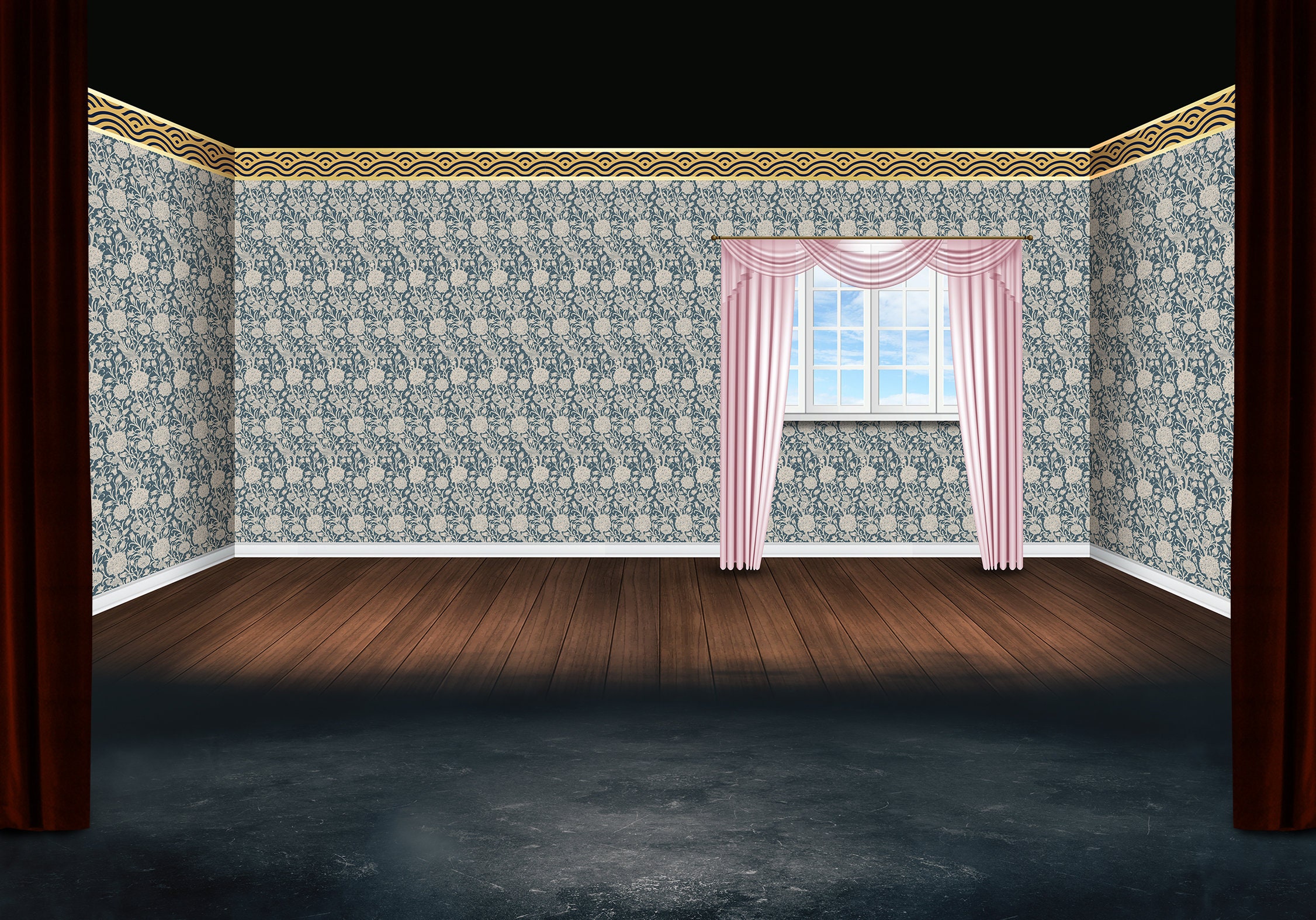 Old Fashioned / Style Living Room Stage Backdrop in Digital Format for ...