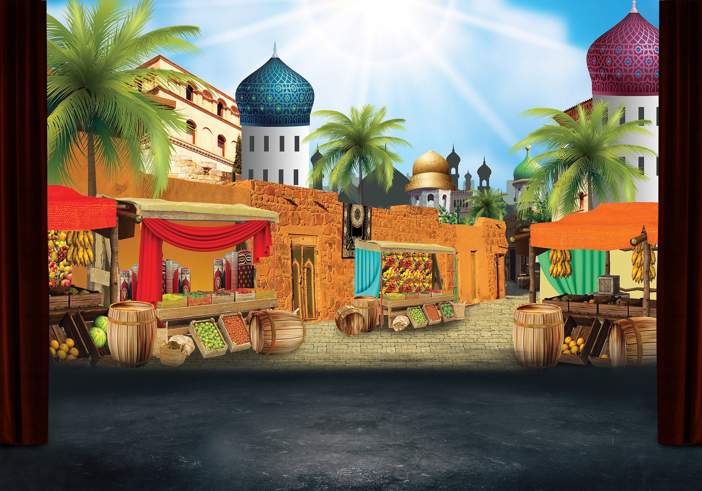 Arabian Market Stage Backdrop in Digital Format for Projection Onto ...