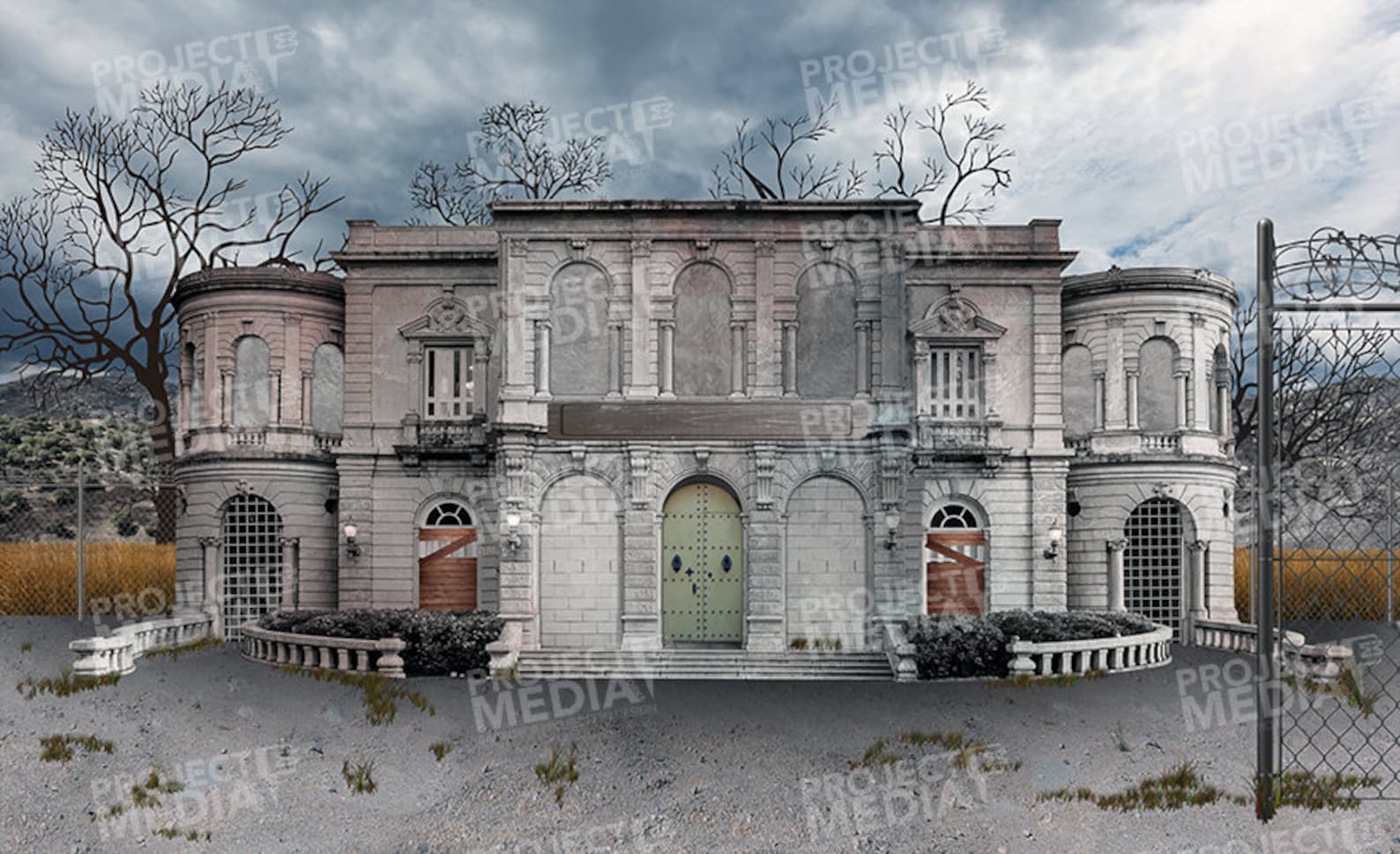 Old Rundown School / Building Stage Backdrop in Digital Format for ...