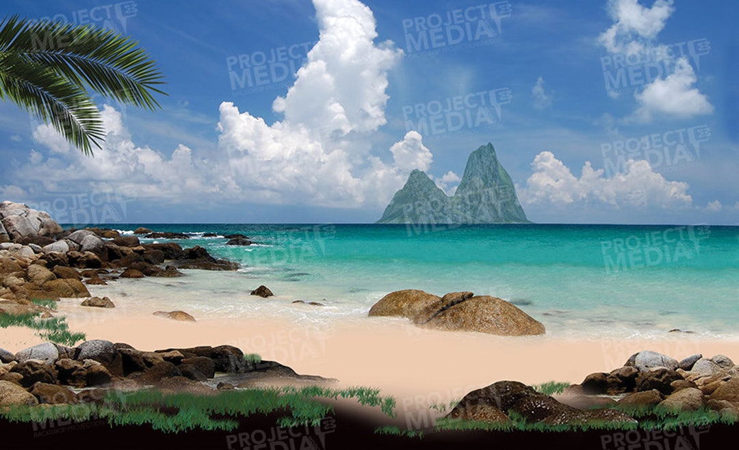 Tropical Beach and Sea Stage Backdrop in Digital Format for Projection ...