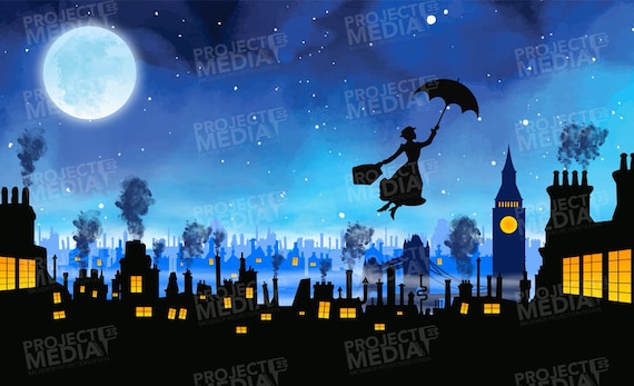 Silueta De Mary Poppins Volando Mary Poppins Silhouette.