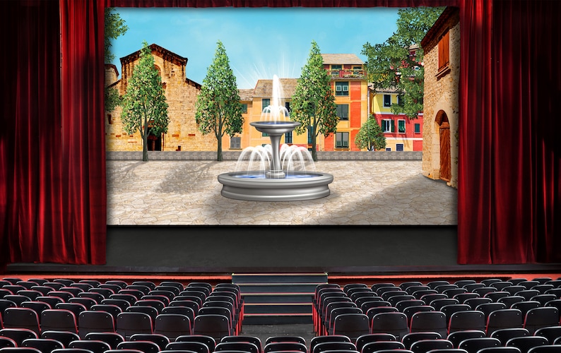 Italian / Mediterranean Town Stage Backdrop in Digital Format for ...