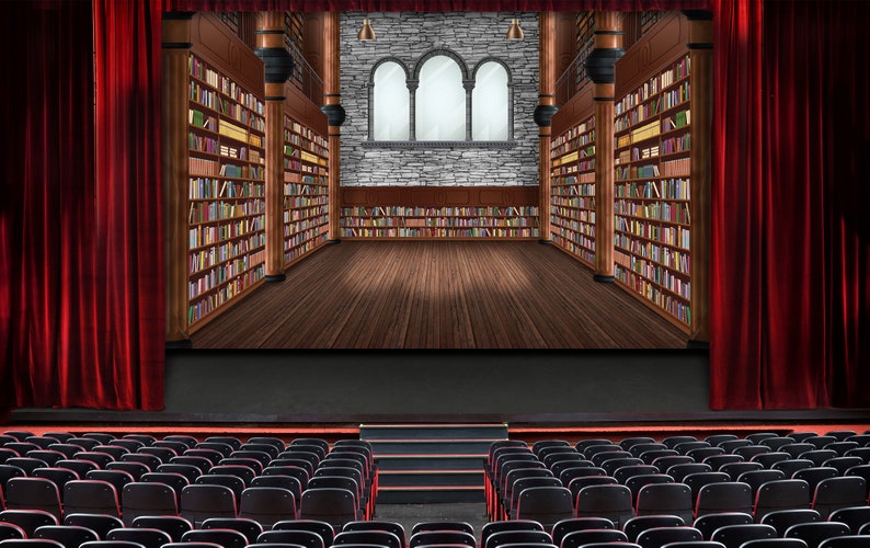 Grand Library / Study Hall Stage Backdrop in Digital Format for ...