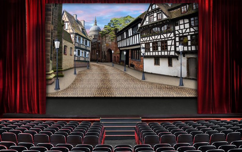 Old Street Scene Daytime 4 Stage Backdrop Digital Format for Projection ...