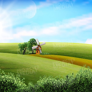 Countryside Landscape Daytime Stage Backdrop in Digital Format for ...