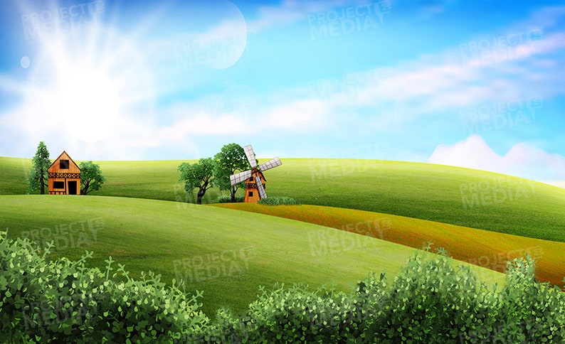 Countryside Landscape Daytime Stage Backdrop in Digital Format for ...