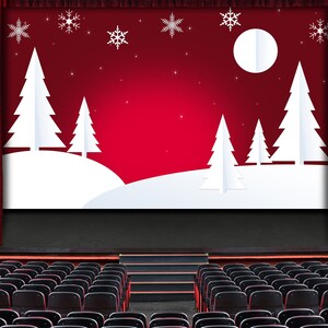 Christmas, Winter & Snow With Trees Backdrop in Digital Format for ...