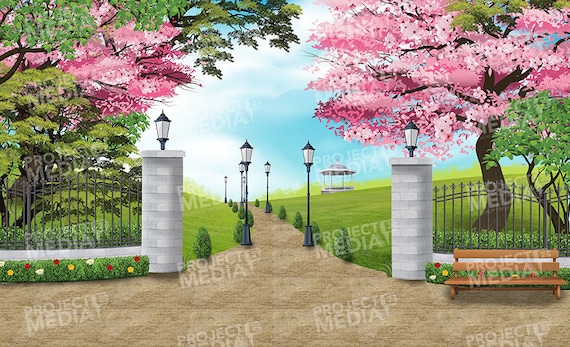 Colourful Park / Green Area Gates Stage Backdrop in Digital - Etsy