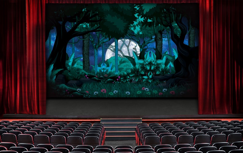 Jungle / Forest at Night Stage Backdrop in Digital Format for ...