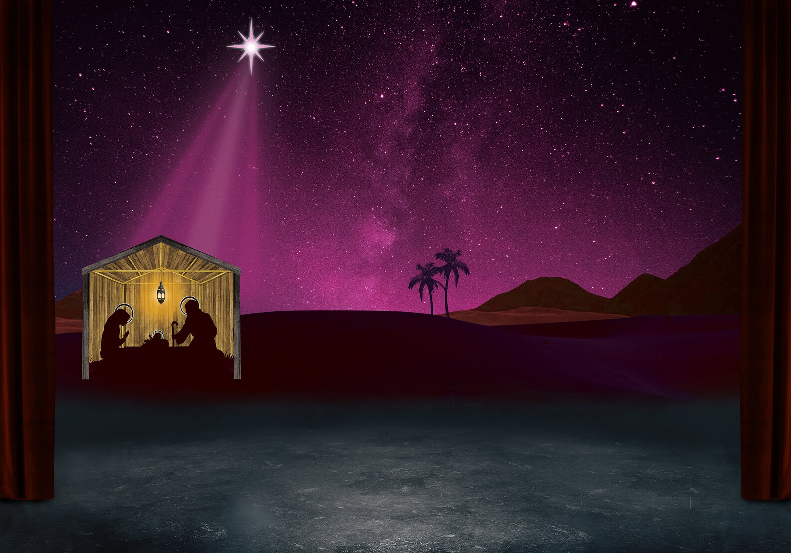 Christmas Jesus in Manger Stage Backdrop in Digital Format for ...