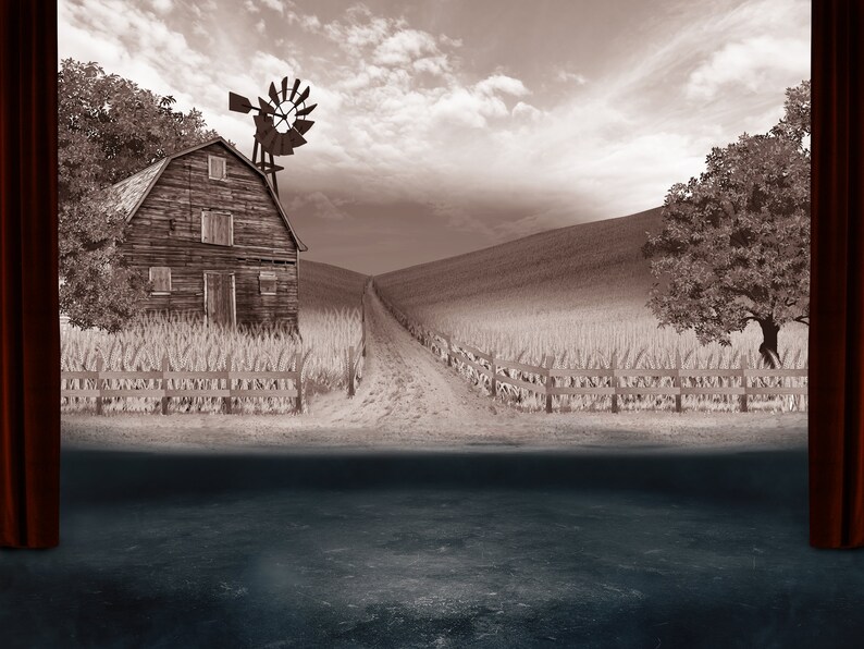 Old Farm Sepia Scene Stage Backdrop in Digital Format for Projection ...
