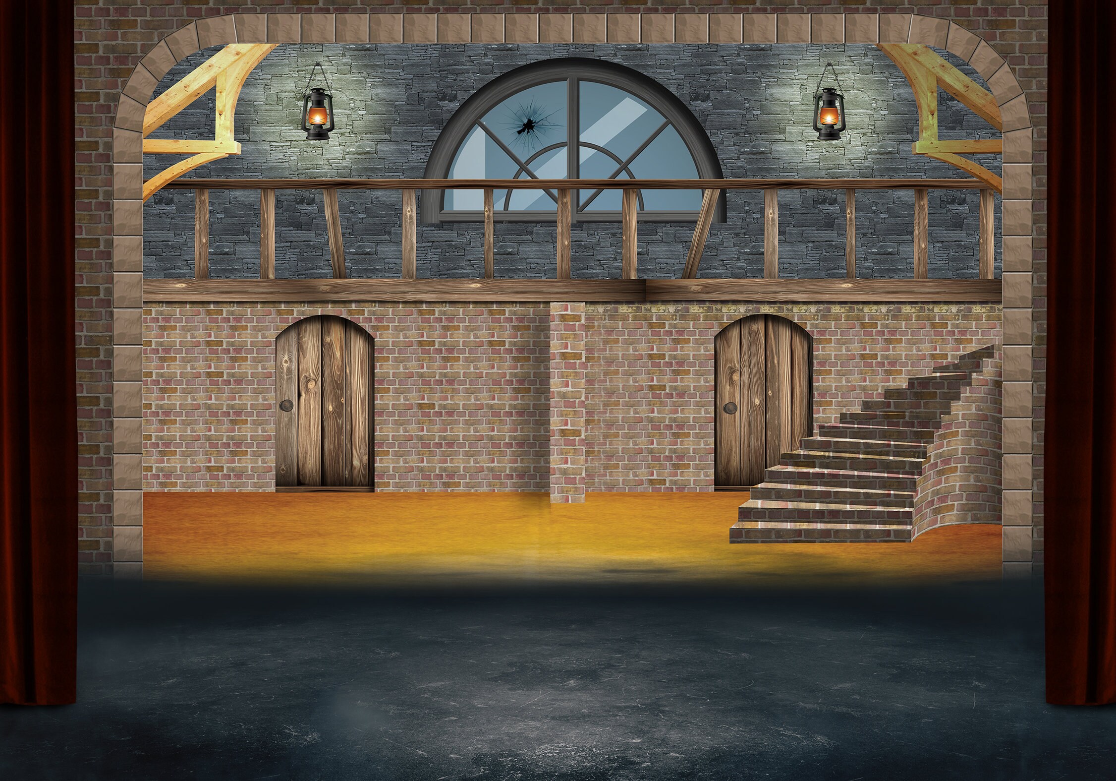 Old Style / Workhouse Interior Stage Backdrop Digital Format for ...