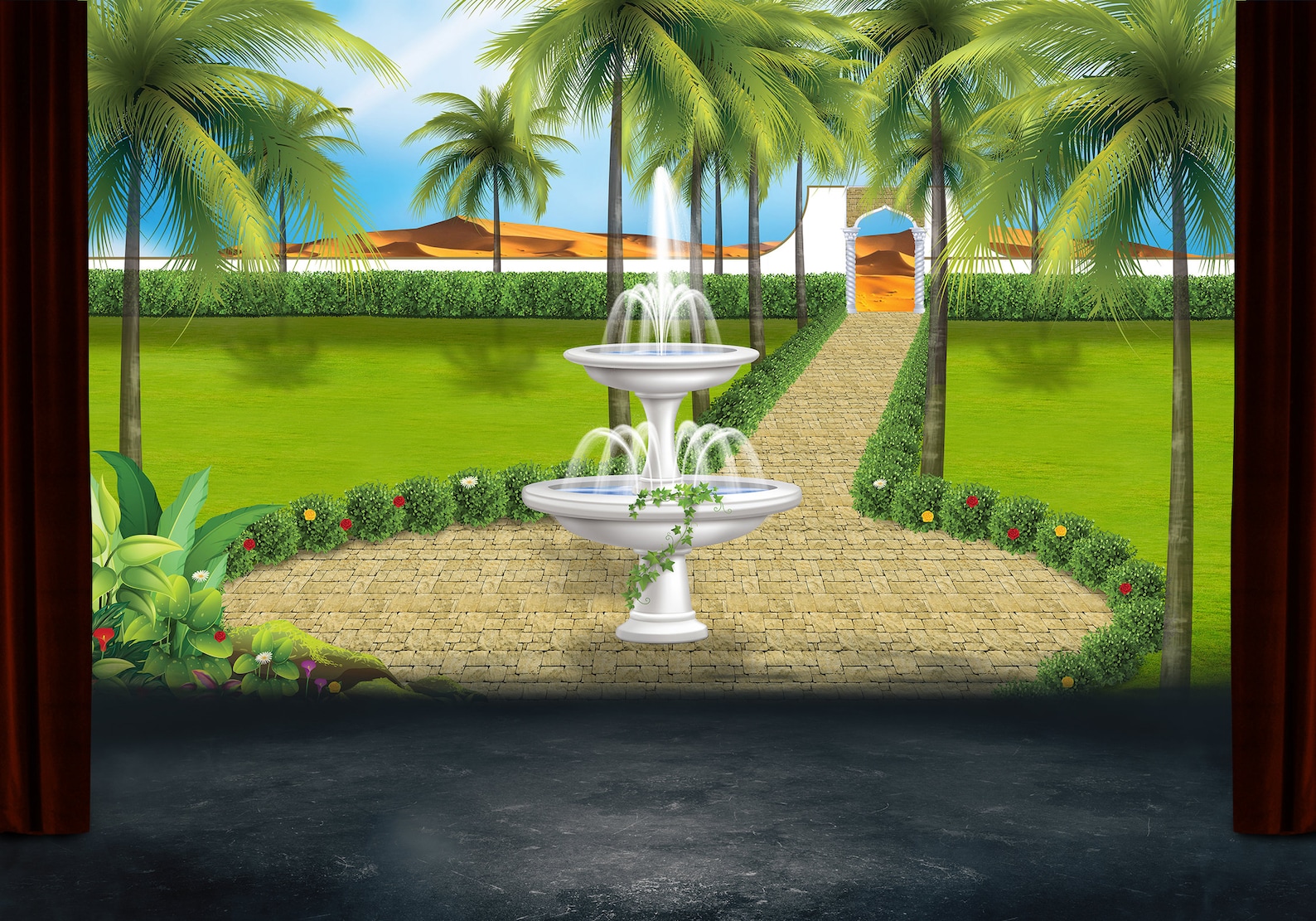 Arabian / Tropical Garden Stage Backdrop in Digital Format for ...