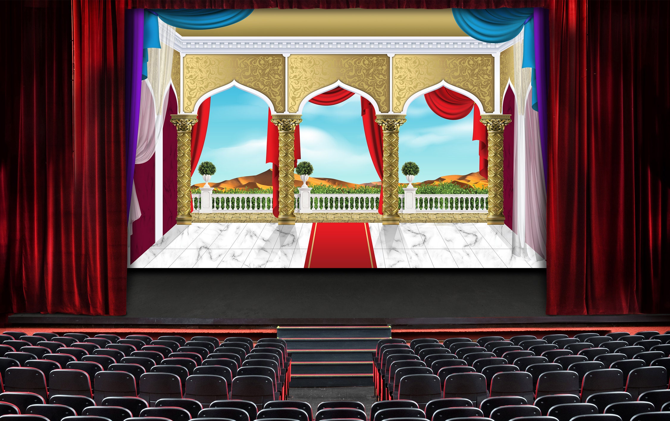 Arabian Palace Castle Stage Backdrop in Digital Format for Projection ...