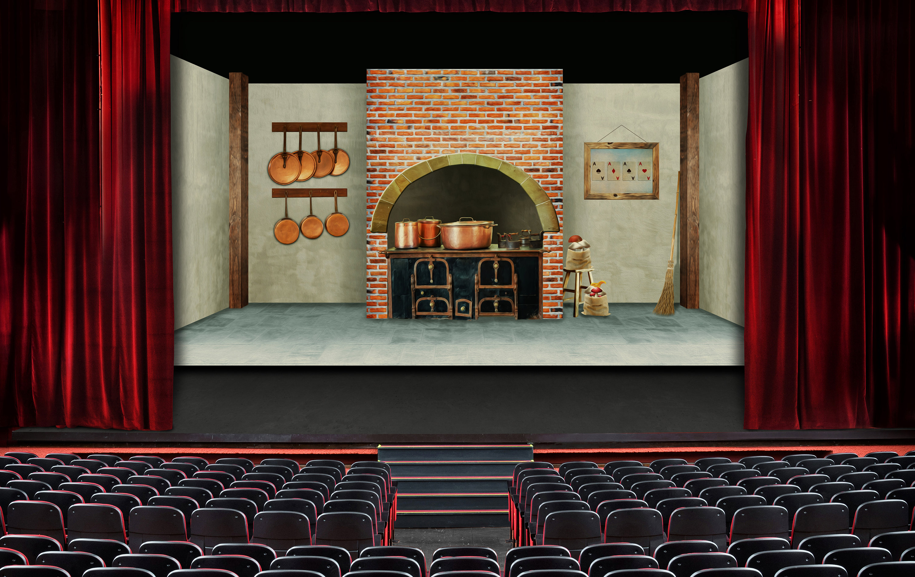 Old Fashioned/style Kitchen Stage Backdrop Digital Format for ...
