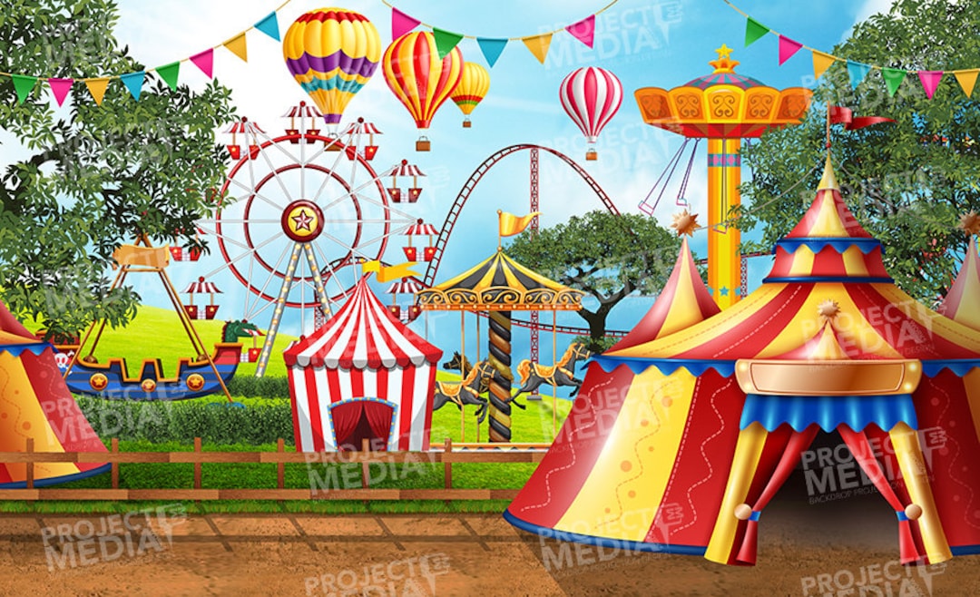 Carnival and Fun Scene Stage Backdrop in Digital Format for Projection ...