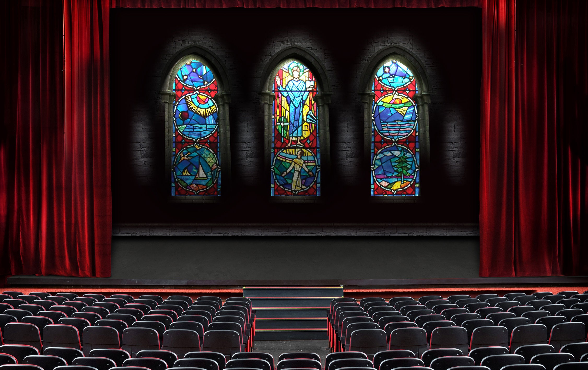 Stained Glass Stage Backdrop in Digital Format for Projection Onto ...