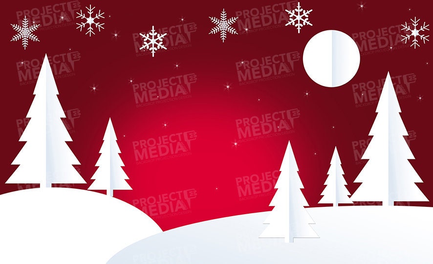 Christmas, Winter & Snow With Trees Backdrop in Digital Format for ...