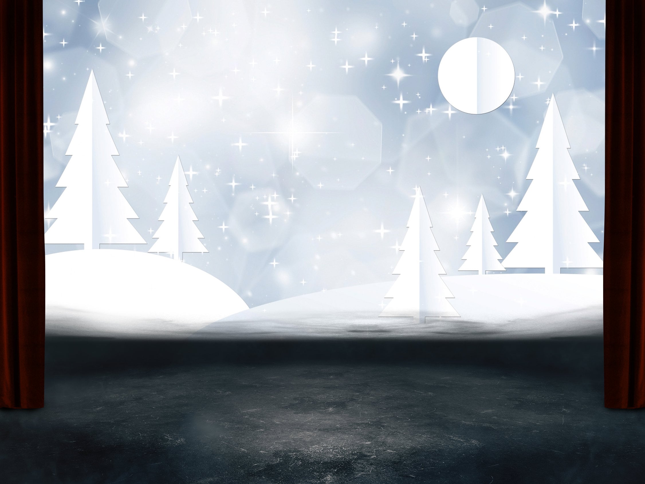 Animated Christmas and Winter Snowscape With Slowly Falling Stars Stage ...
