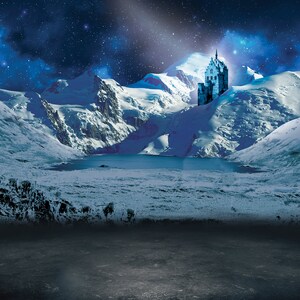 Christmas, Winter & Snow With Mountains and Castle/palace at Night ...